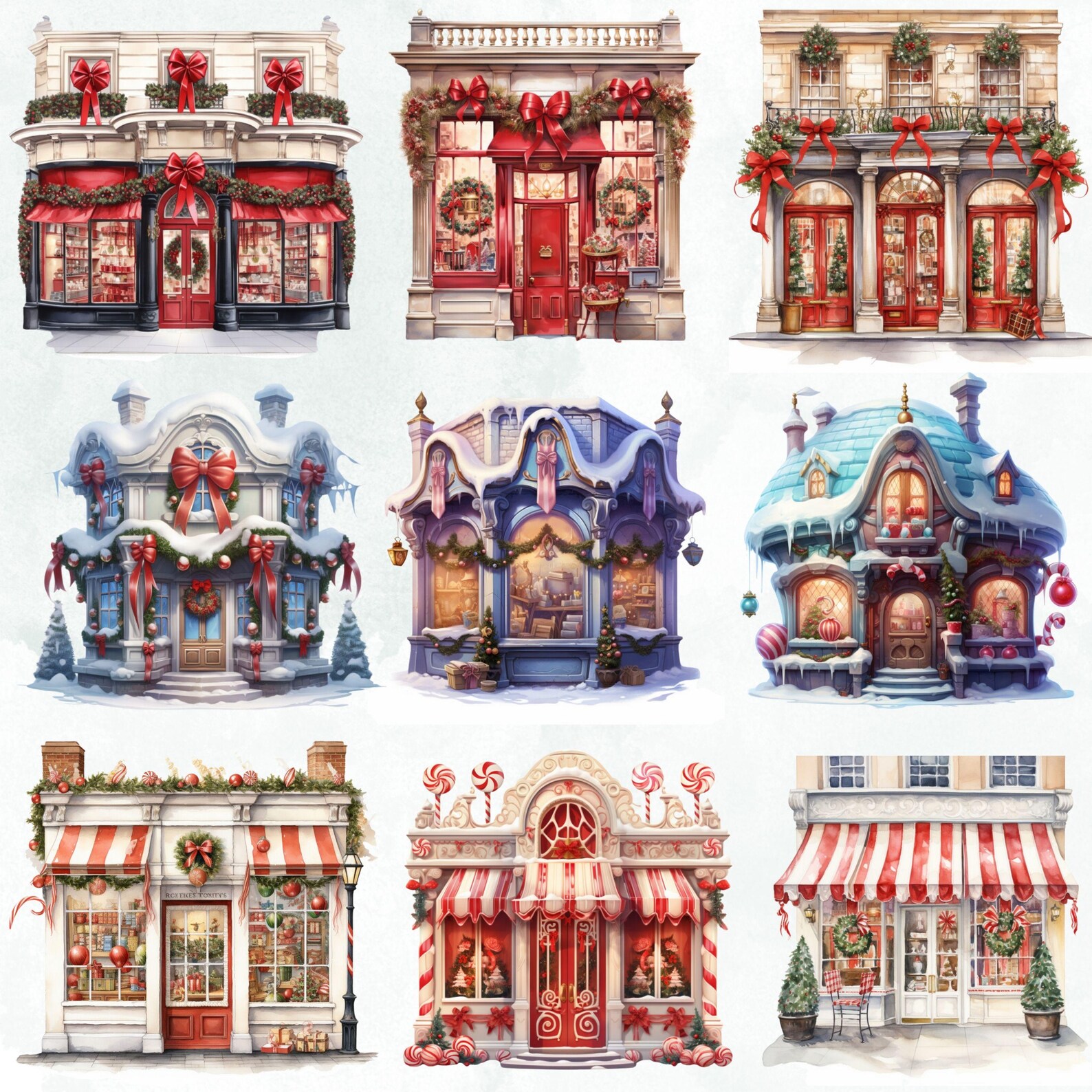 Snowy Christmas Storefront, Vintage Shop Window Display, Junk Journal ...