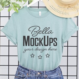 Heather Prism Dusty Blue Mockup / Bella Canvas 3001 Tshirt Mock up ...