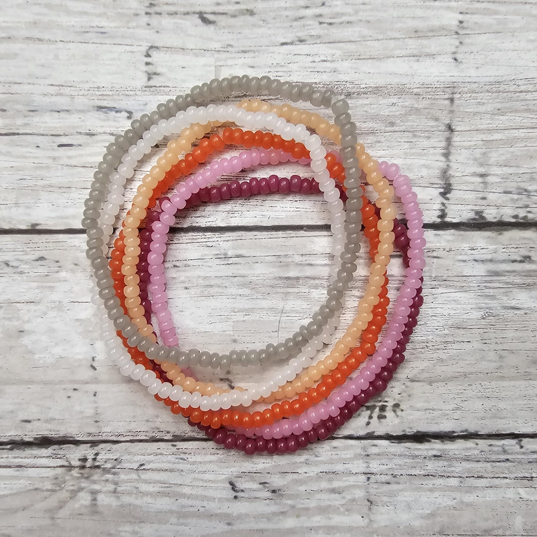 Set of 6 - Autumn Opal Stack - Seed Bead Stretch Stacking Bracelets - Fall Bracelets - Etsy