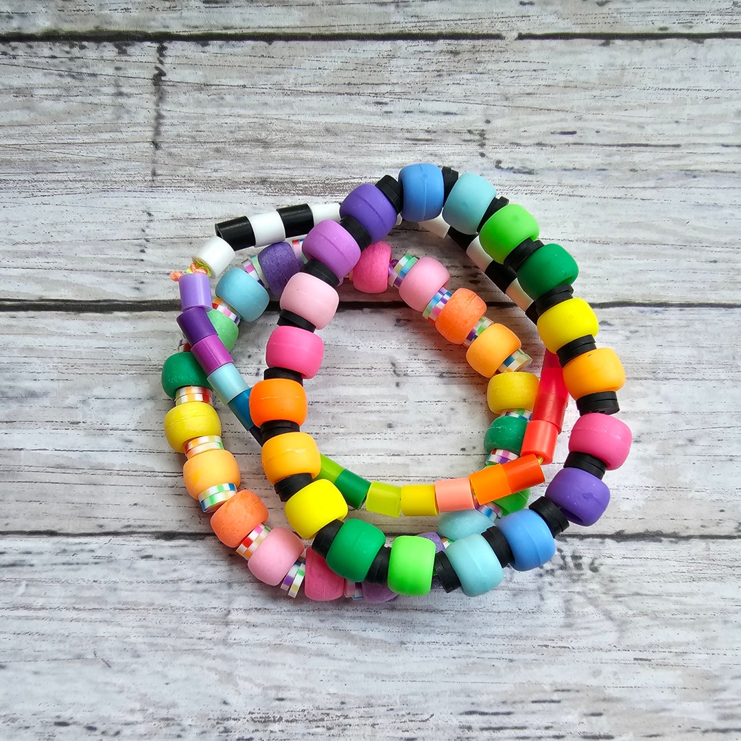 Set of 3 - Rainbow Nostalgia Pack - Stacking Bead Stretch Bracelets - Etsy