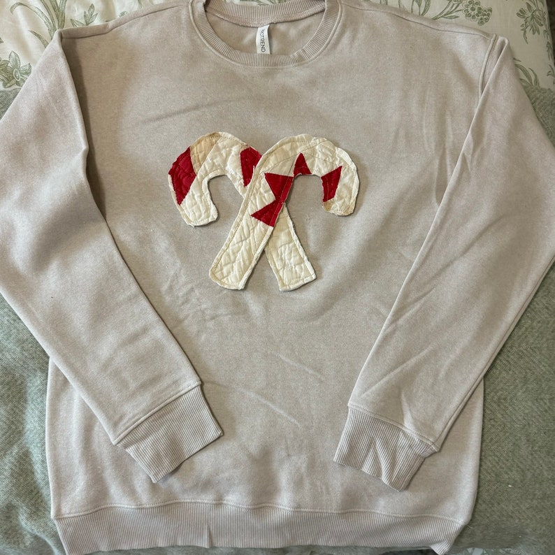 Quilted Candy Canes Sweatshirt Christmas Clothing Vintage - Etsy