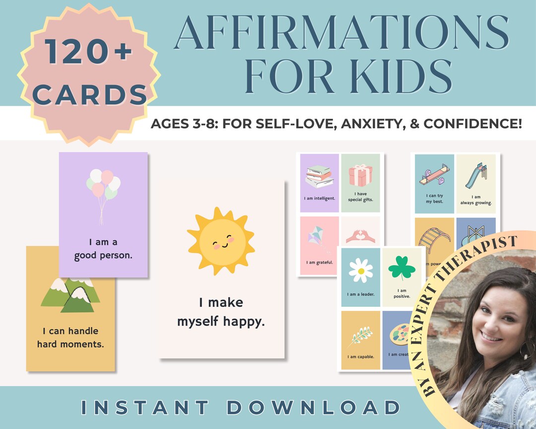 Kids Affirmation Cards, Anxiety Relief, Cbt, Therapy Office Decor, Cbt ...