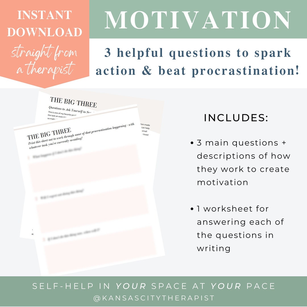 Motivation Worksheet the Big 3 Questions to Ask Yourself to Spark ...
