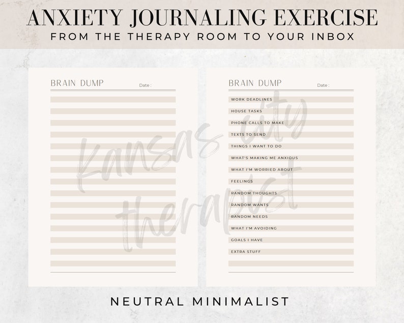 Anxiety Journaling Exercise Brain Dump Coping Skill - Etsy
