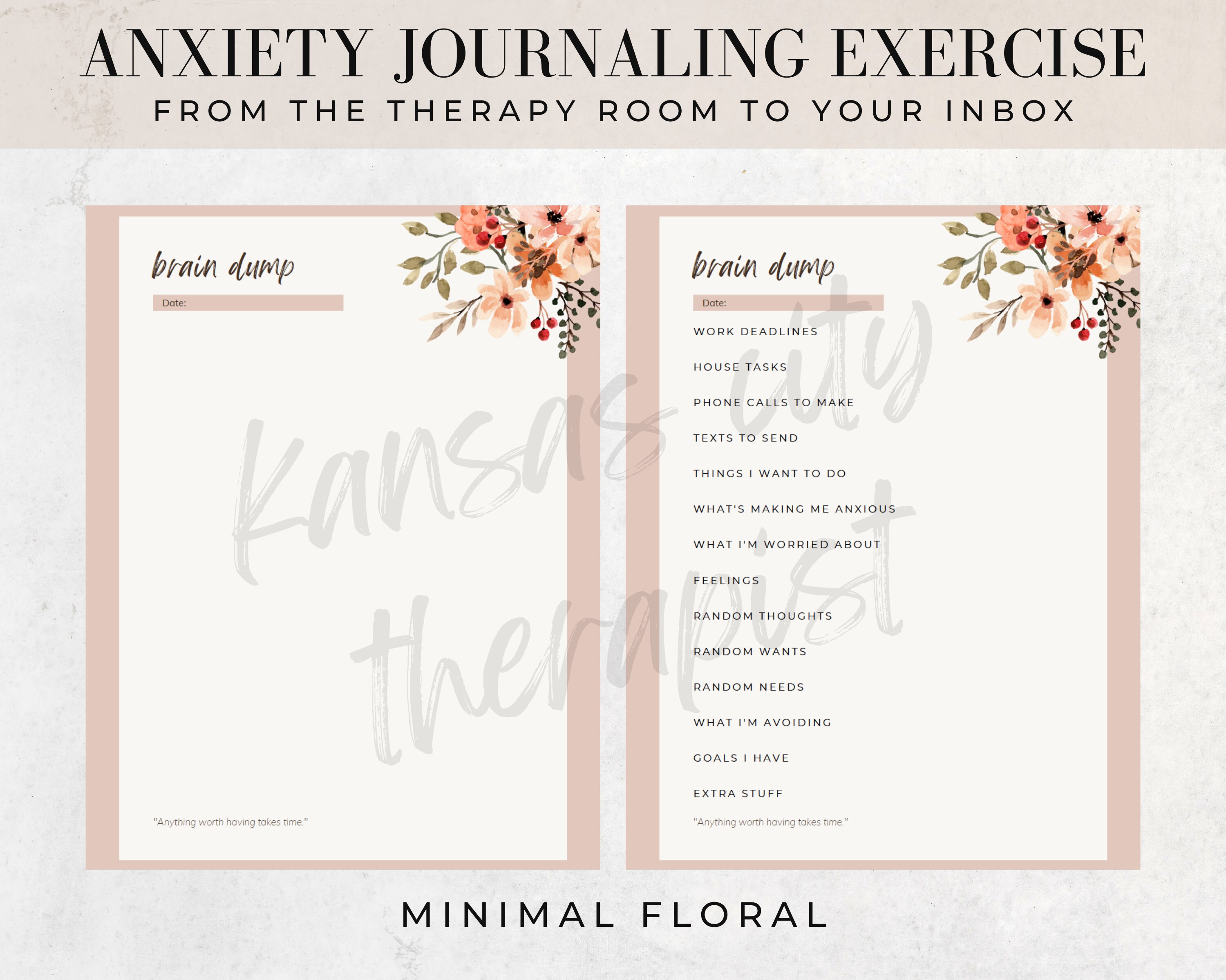 Anxiety Journaling Exercise Brain Dump Coping Skill - Etsy