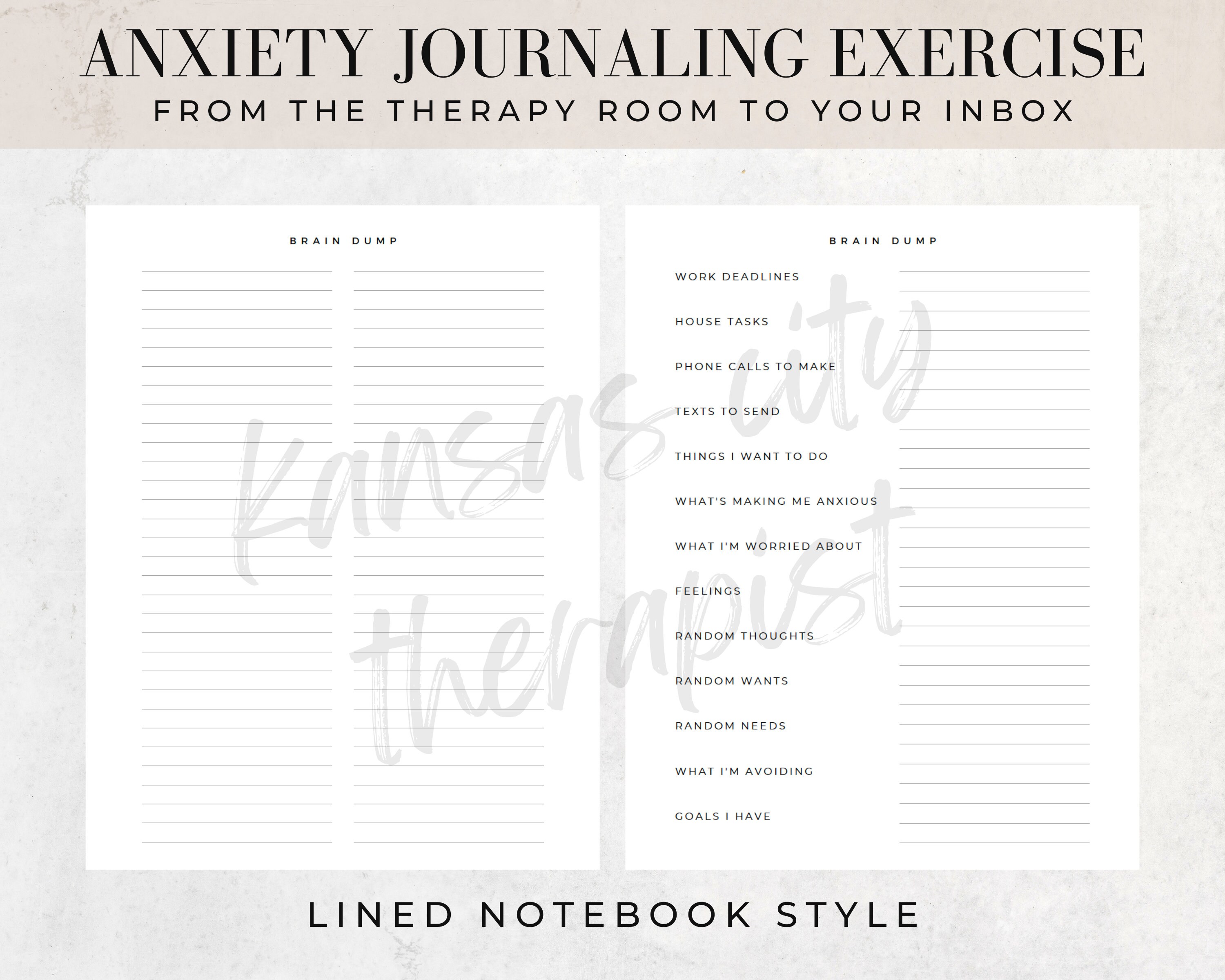 Anxiety Journaling Exercise Brain Dump Coping Skill - Etsy