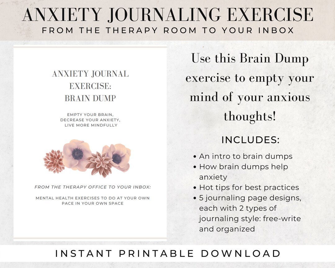 Anxiety Journaling Exercise Brain Dump Coping Skill - Etsy