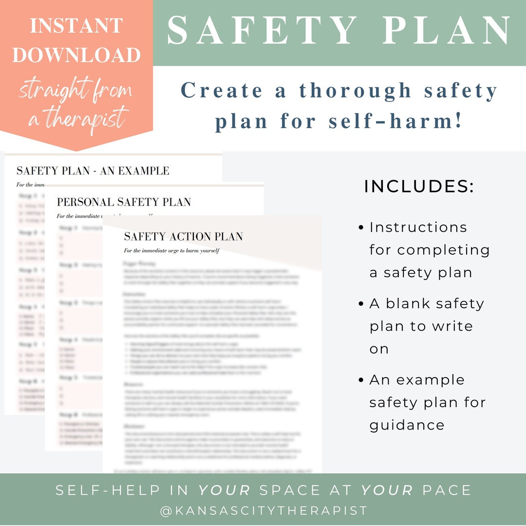 Coping Skills Safety Plan for Self-harm Urges - Etsy