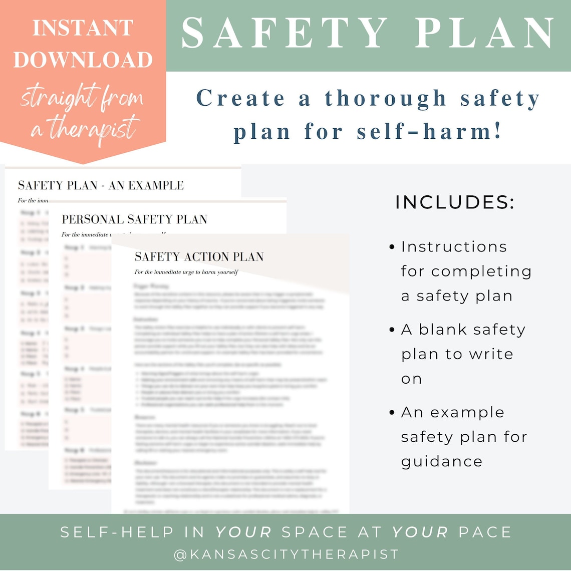 Coping Skills Safety Plan for Self-harm Urges - Etsy
