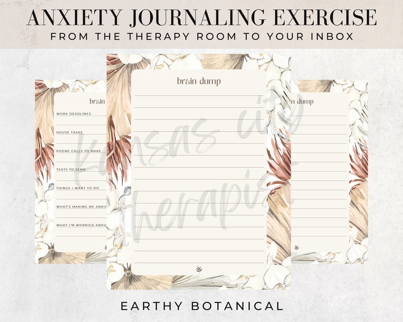 Anxiety Journaling Exercise Brain Dump Coping Skill - Etsy