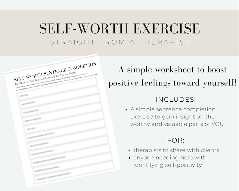 Self worth Sentence Completion Exercise Etsy self-worth-sentence-completion-exercise-etsy