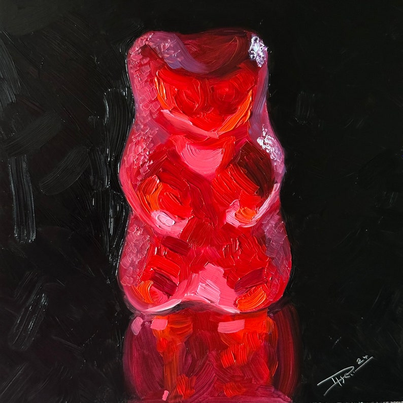 Red Gummy Bear Oil Painting - Etsy