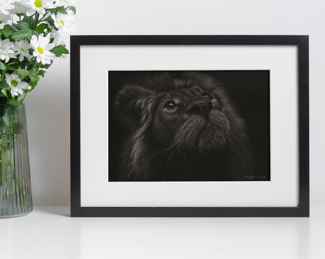 Lion Art - Original - Lion Portrait - Lion - Lion Drawing - Lion Wall ...