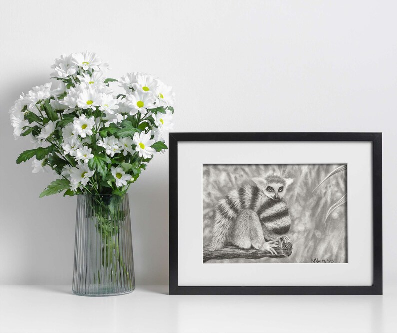 Lemur Portrait Original Wall Art Lemur Art Print Lemur Decor Home Decor ...