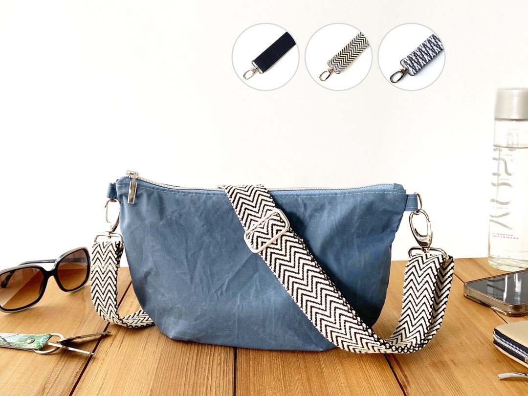 Soft Denim Blue Minimal Half-moon Bag, Zippered Dumpling Crossbody Bag ...