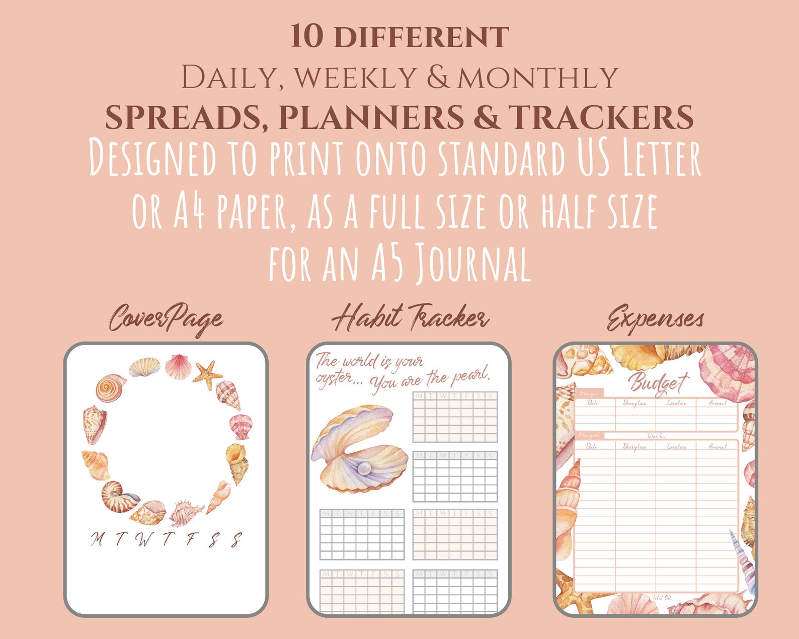 Shell Yeah Bullet Journal Printable PDF Template for Summer at the ...