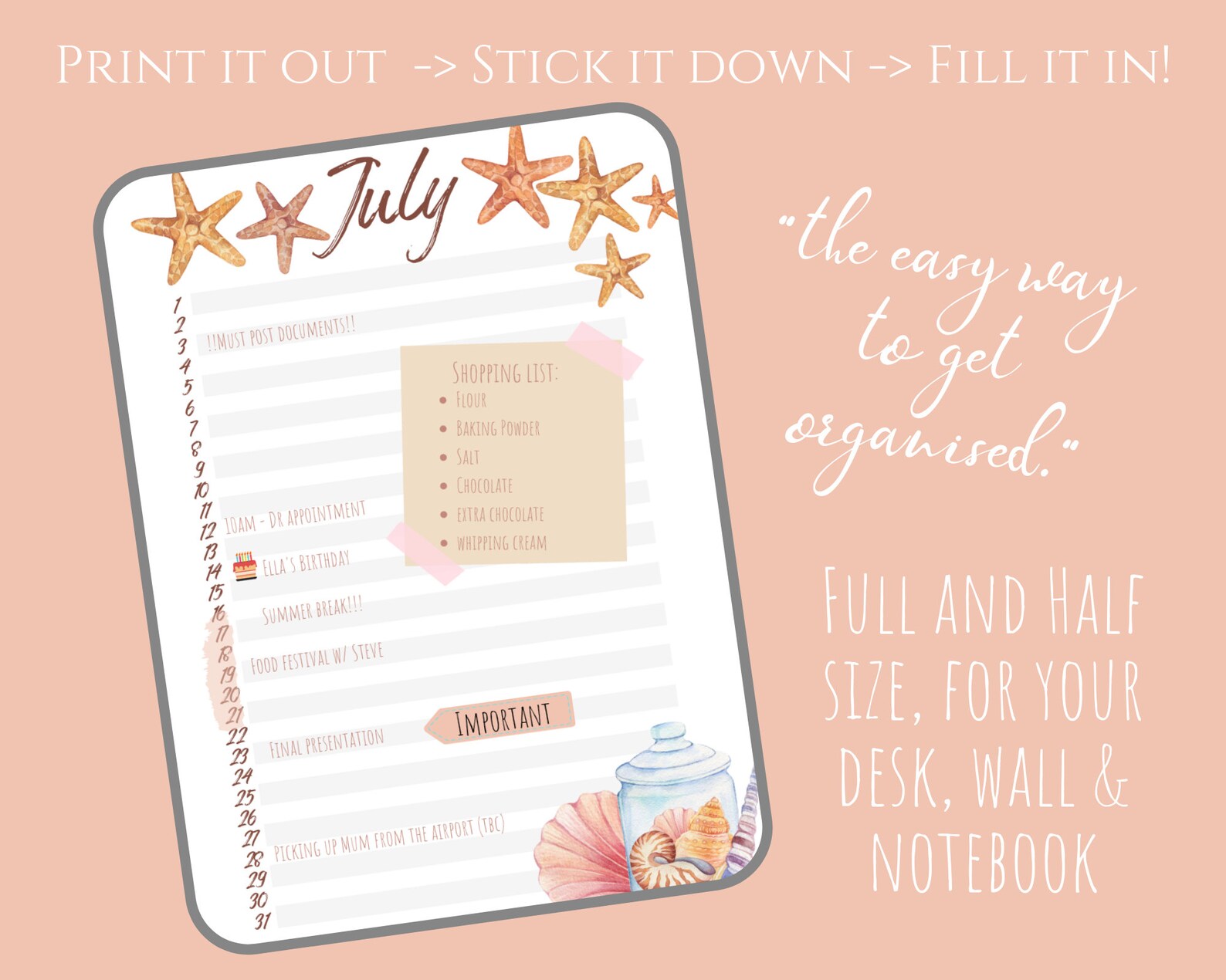 Shell Yeah Bullet Journal Printable PDF Template for Summer at the ...