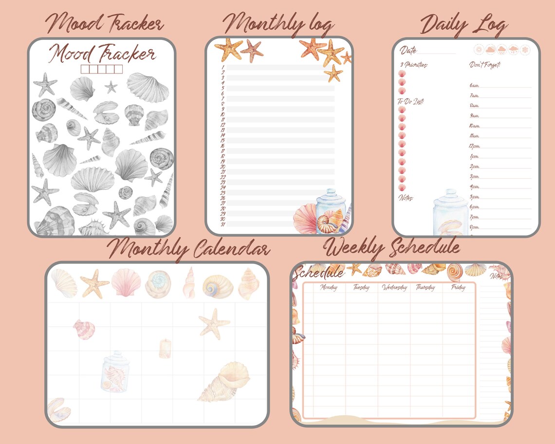 Shell Yeah Bullet Journal Printable PDF Template for Summer at the ...