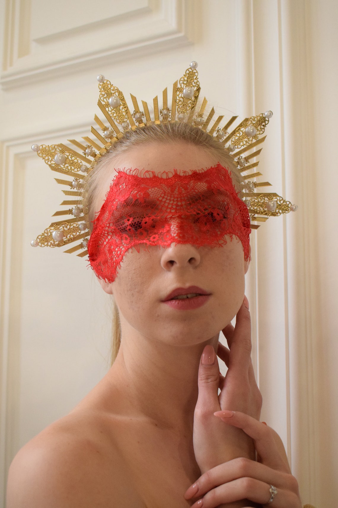 Red Lace Eye Mask Halloween Masquerade Erotic Mask Sexy 50 Etsy