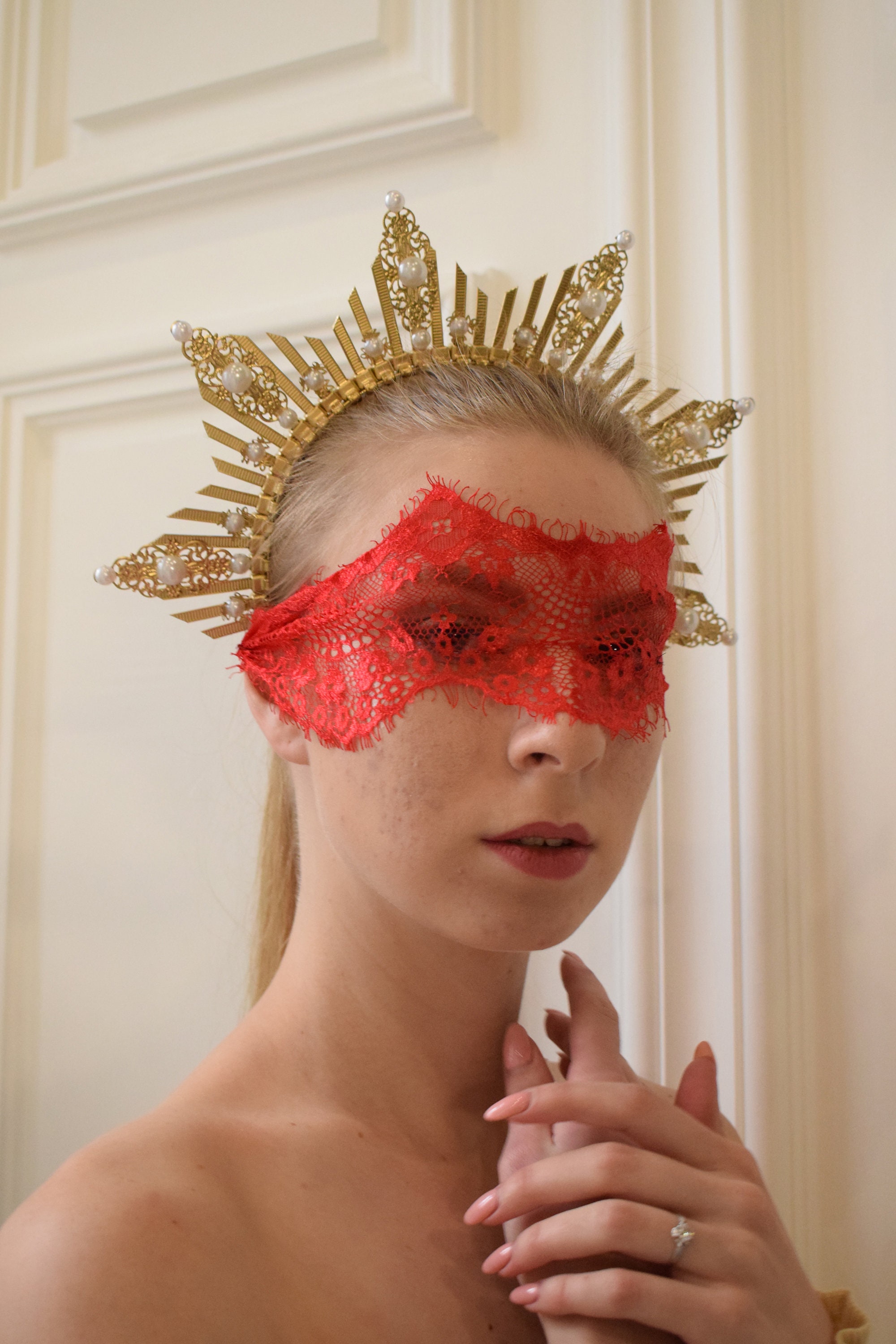 Red Lace Eye Mask For Sexy Woman Fetish Erotic Mask Sexy 50 Etsy