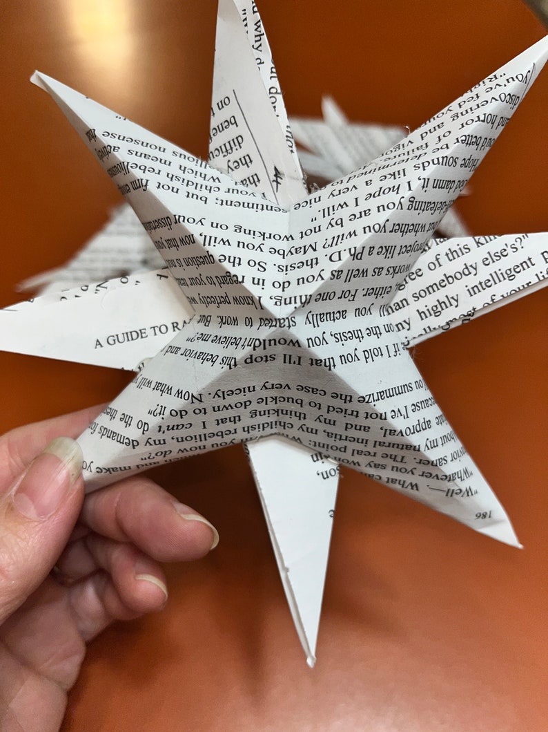 Set of Three Paper Stars, Handmade Paper Star Set, Book Paper Stars ...
