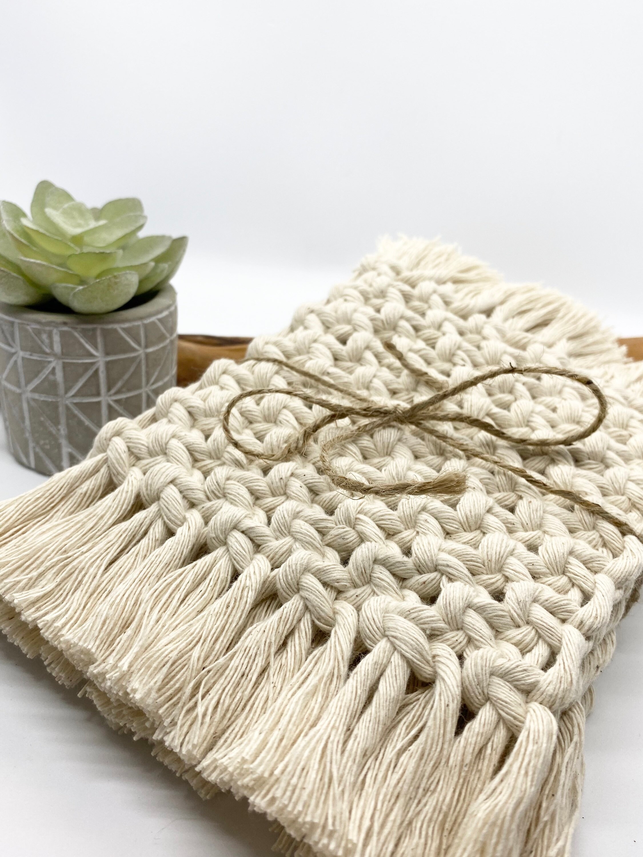 Set of 2 or More / Large Macrame Coasters Boho Coaster Mug - Etsy