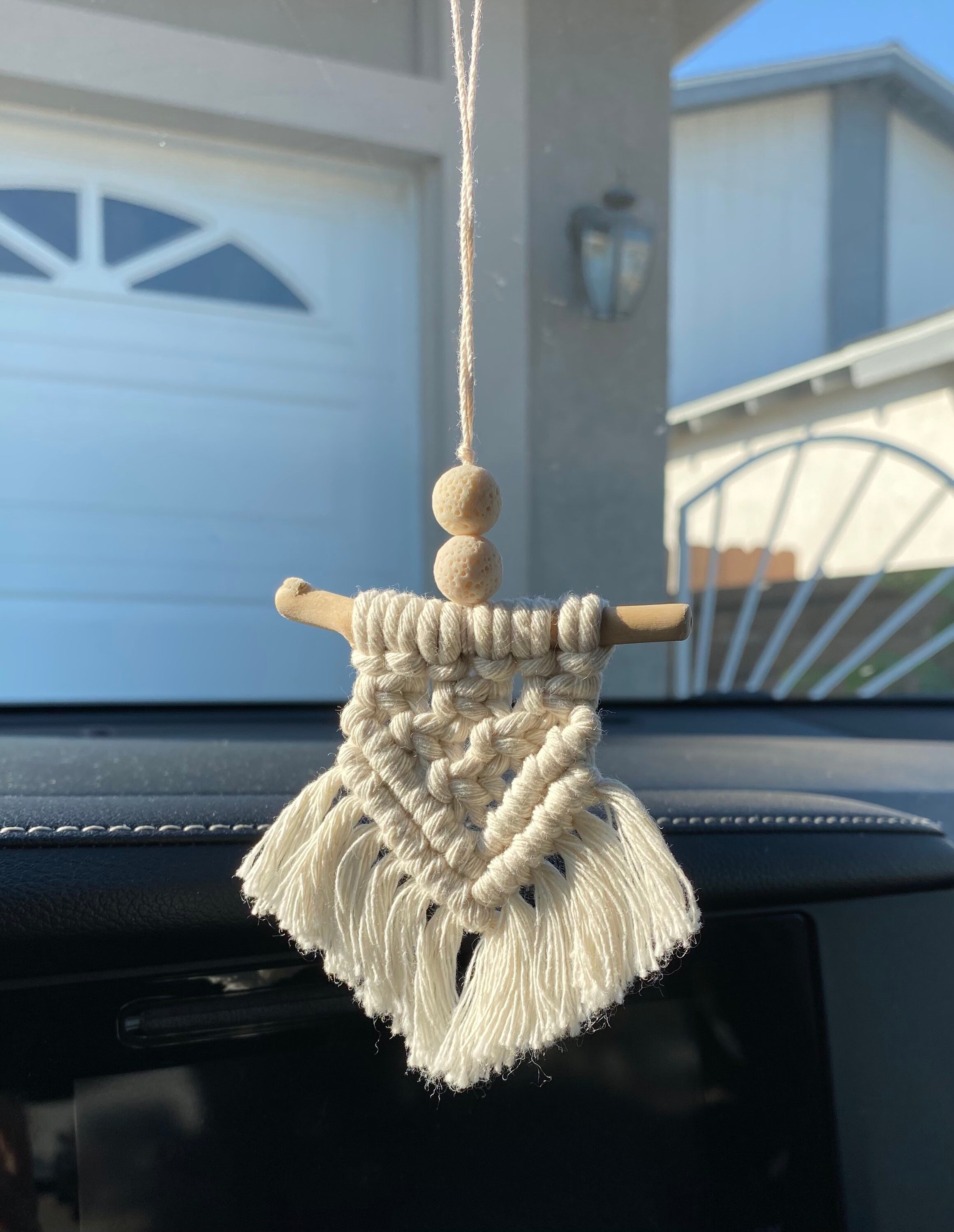Macrame Car Charm Rear View Mirror Charm Rear View Mirror | Etsy