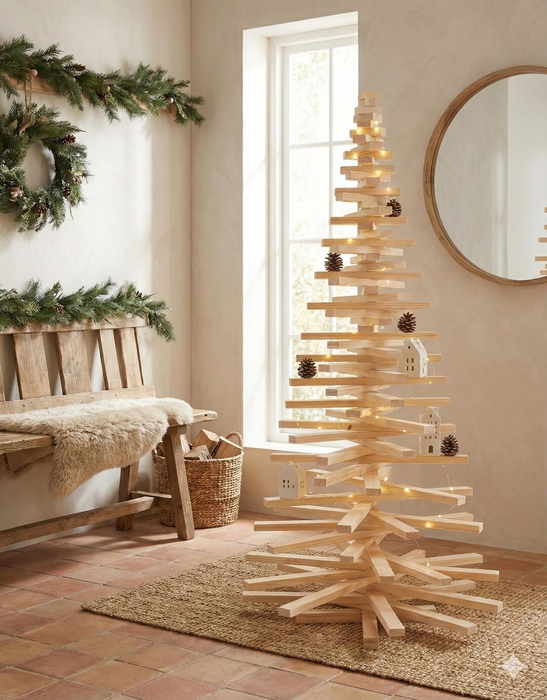 Natural Wood Christmas Tree | Minimalist Christmas Decoration | Beech ...
