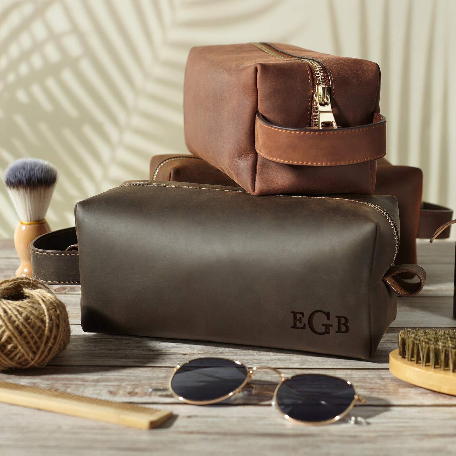 Engraved Leather Dopp Kit, Groomsmen Personalized Leather Gift, Mens ...
