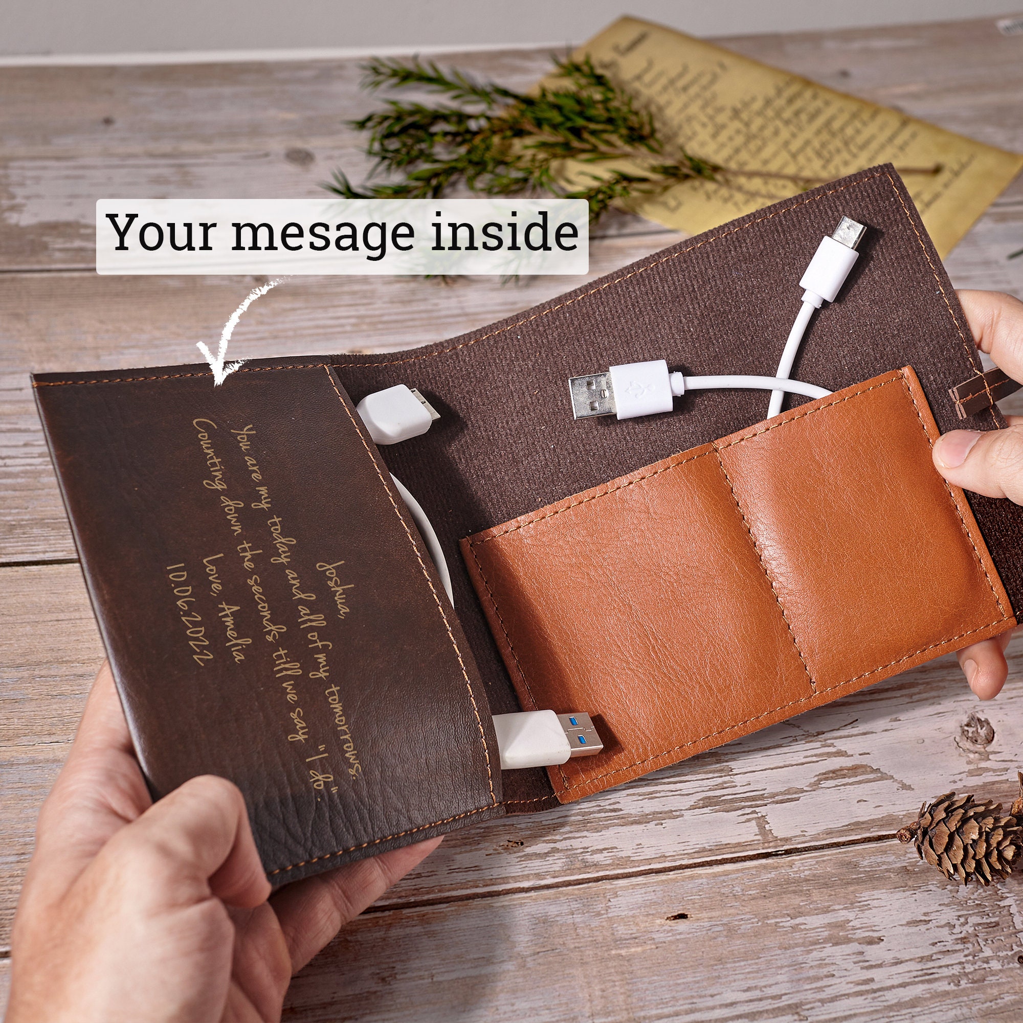 Personalized Tech Case for Boyfriend, Bride to Groom Gift, Leather ...