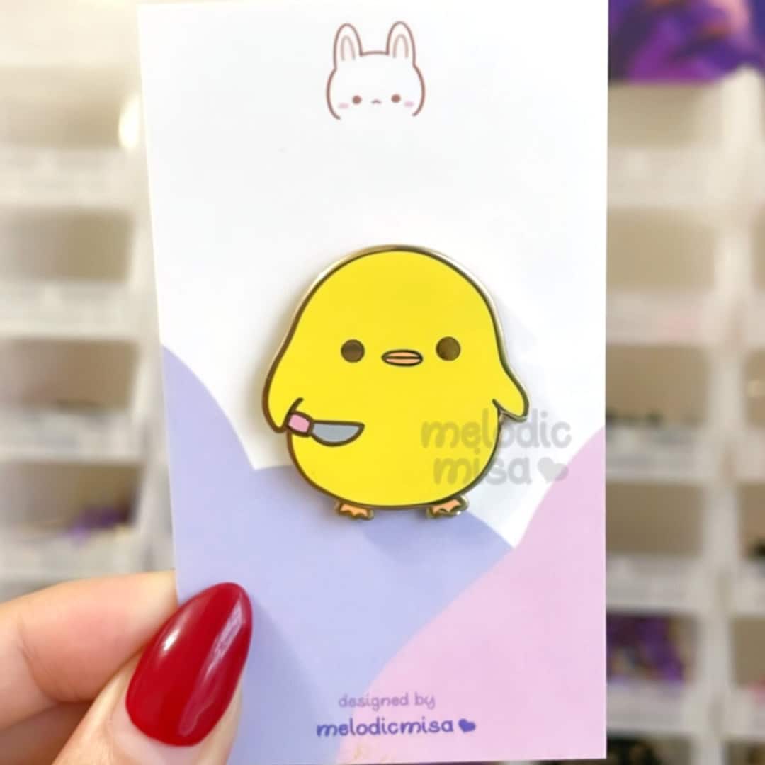 Stabby Duck Enamel Pin Meme Chick With Knife Pin Cute Yellow - Etsy