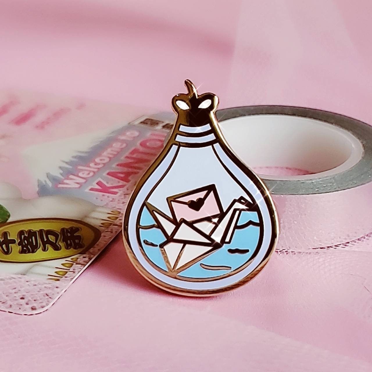 Origami Crane Hard Enamel Pin Japan Theme Pins Love Letter | Etsy