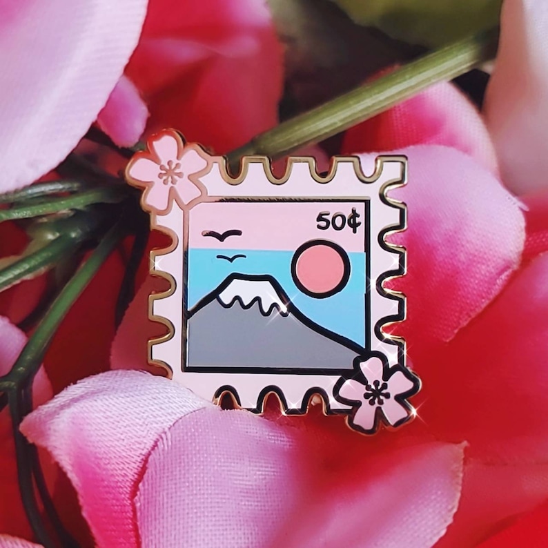 Japan Mount Fuji Stamp Enamel Pin Beautiful Japan Pin Pretty | Etsy