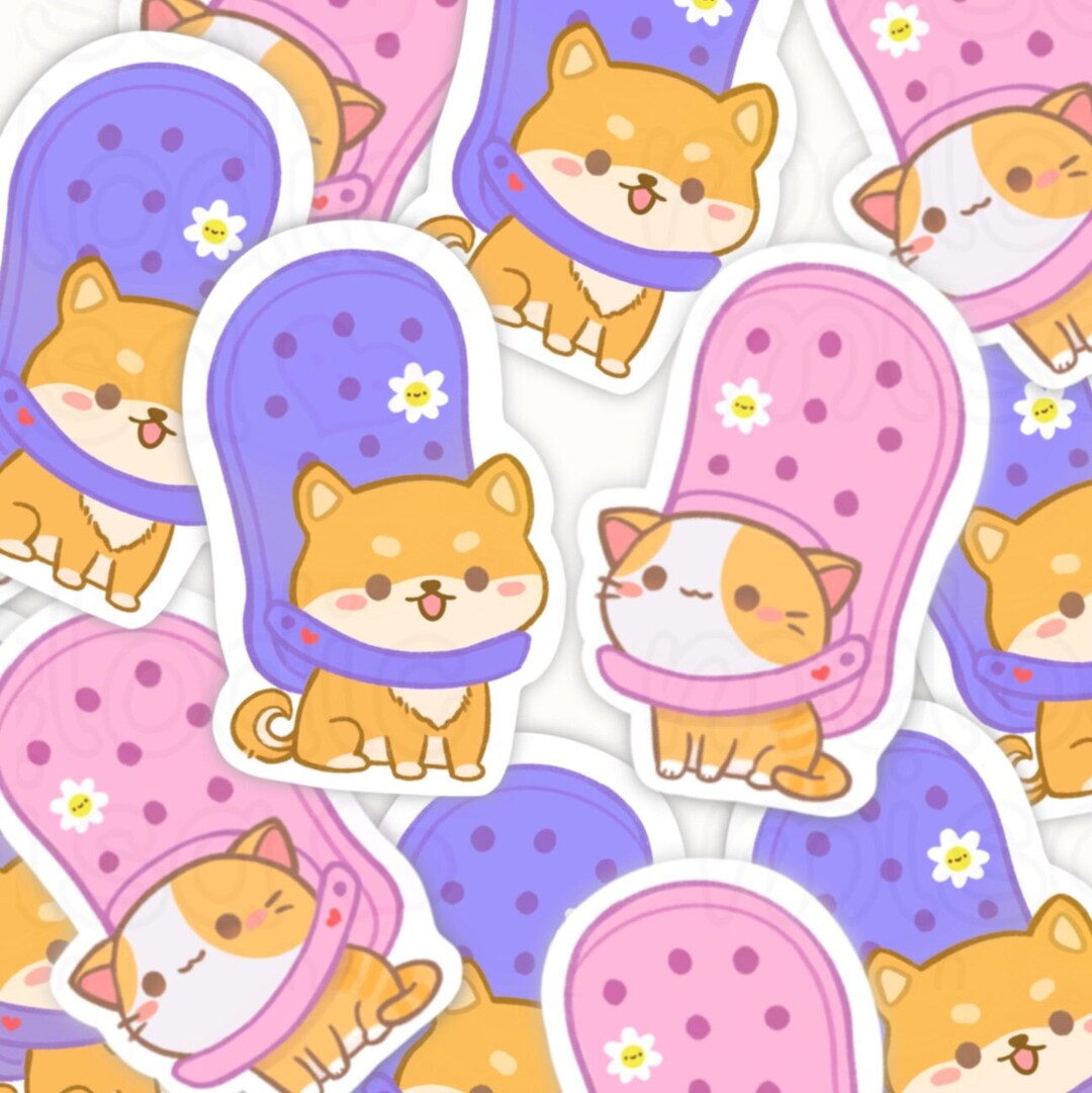 Croc Cat Sticker, Croc Shiba Inu Sticker, Croc Animal Stickers, Cute ...
