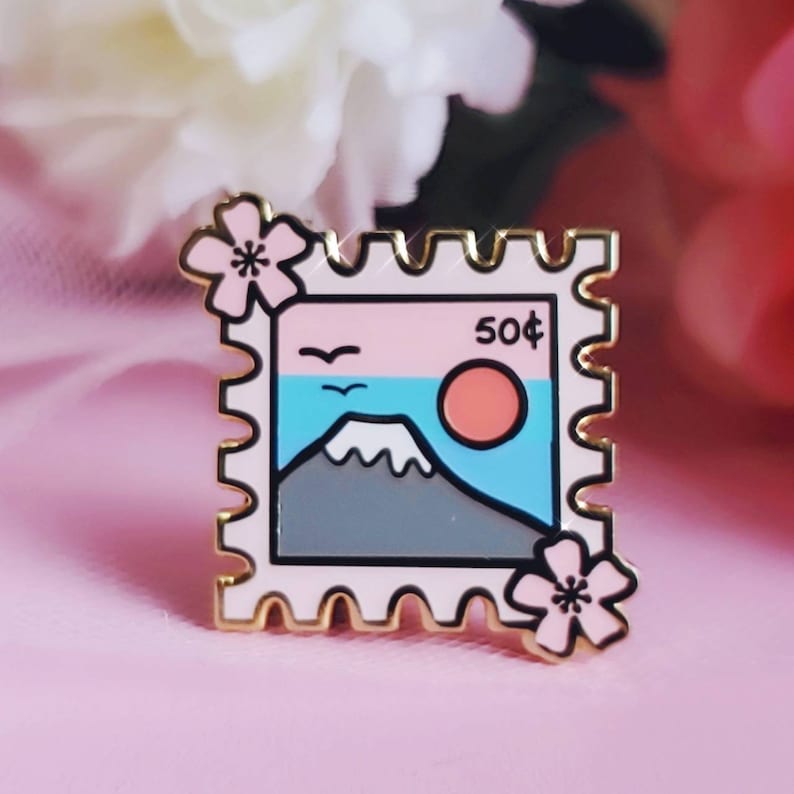 Japan Mount Fuji Stamp Enamel Pin Beautiful Japan Pin Pretty | Etsy