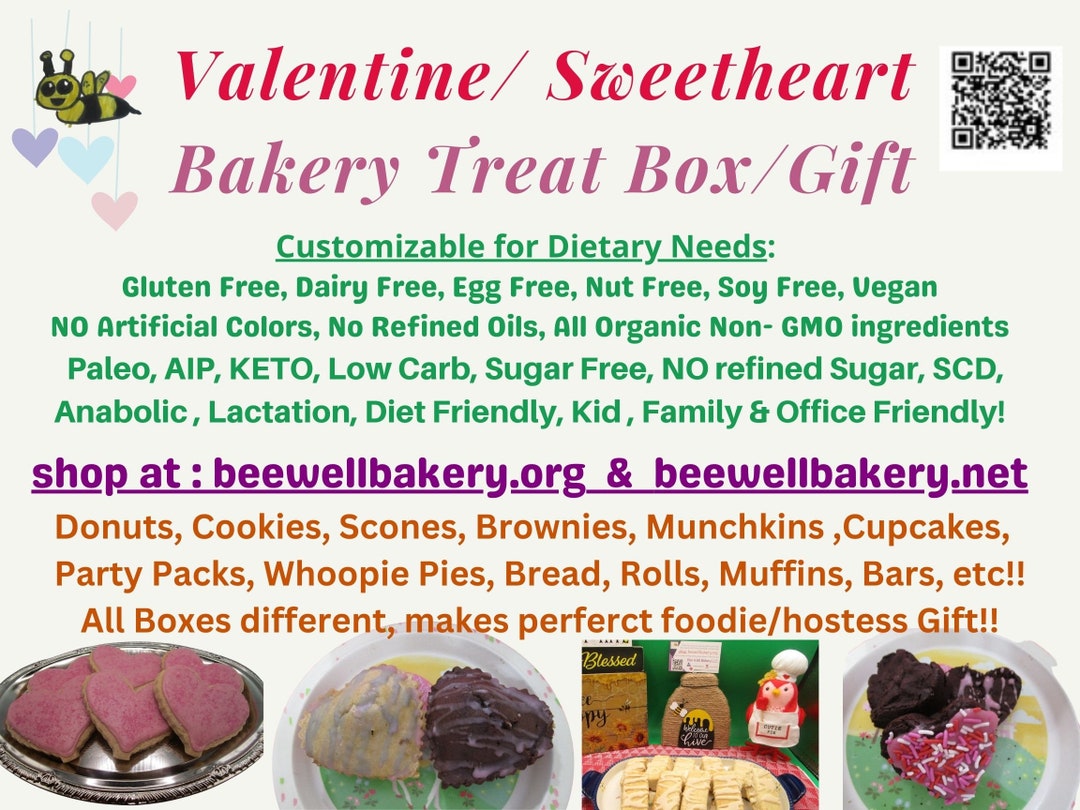 Sweetheart Bakery Box, Love, Gluten Free, Vegan, Egg Free, Dairy Free ...