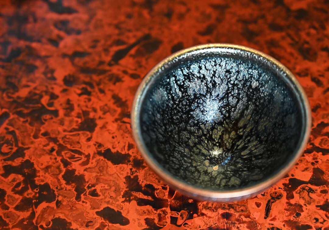 Oil Spot Jian or Tenmoku Tea Bowl With Wooden Box - Etsy