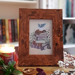 Fantasy Book Stack and Baby Dragon Art Print, Wall Art, Bookish Gifts ...