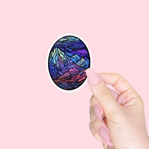 Stained Glass Style Mountain Night Sky Sticker / Bookish Gifts, Fantasy ...