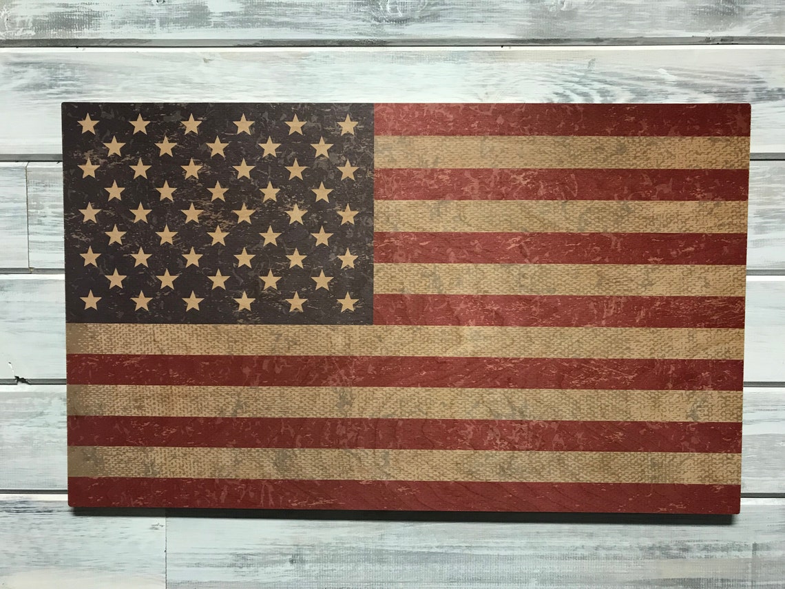 Rustic American Flag Sign/Decor Wooden & Faded 30x18 - Etsy.de