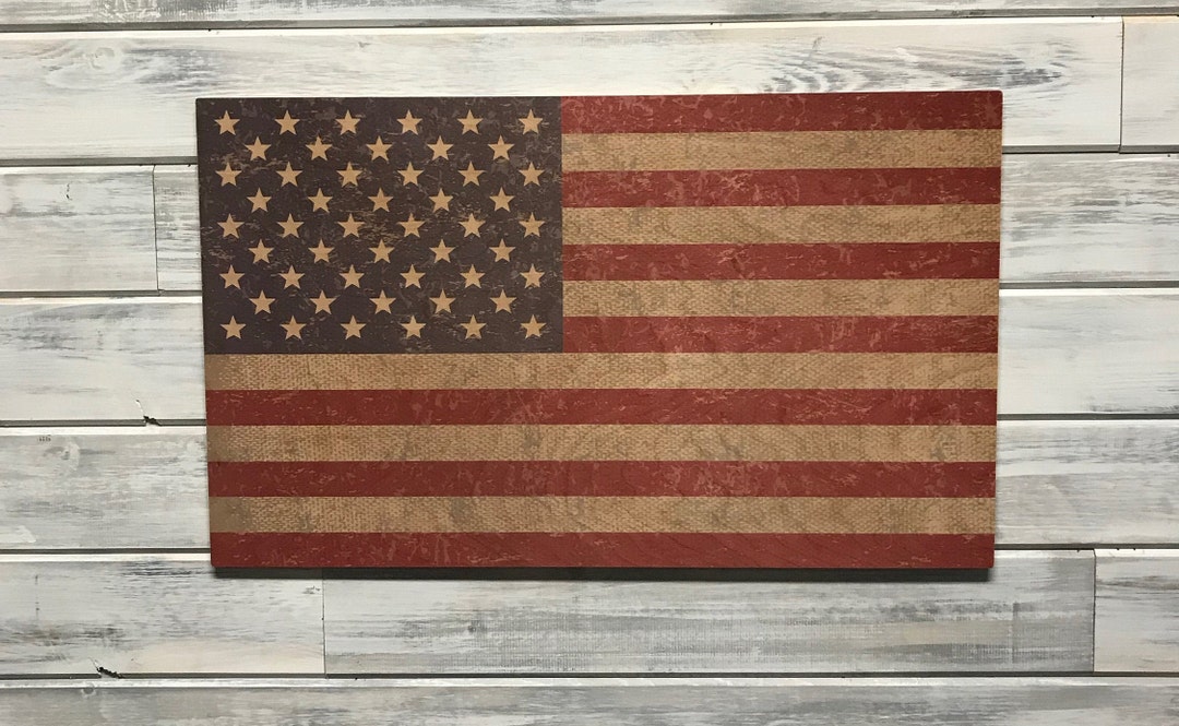 Rustic American Flag Sign/decor wooden & Faded - Etsy