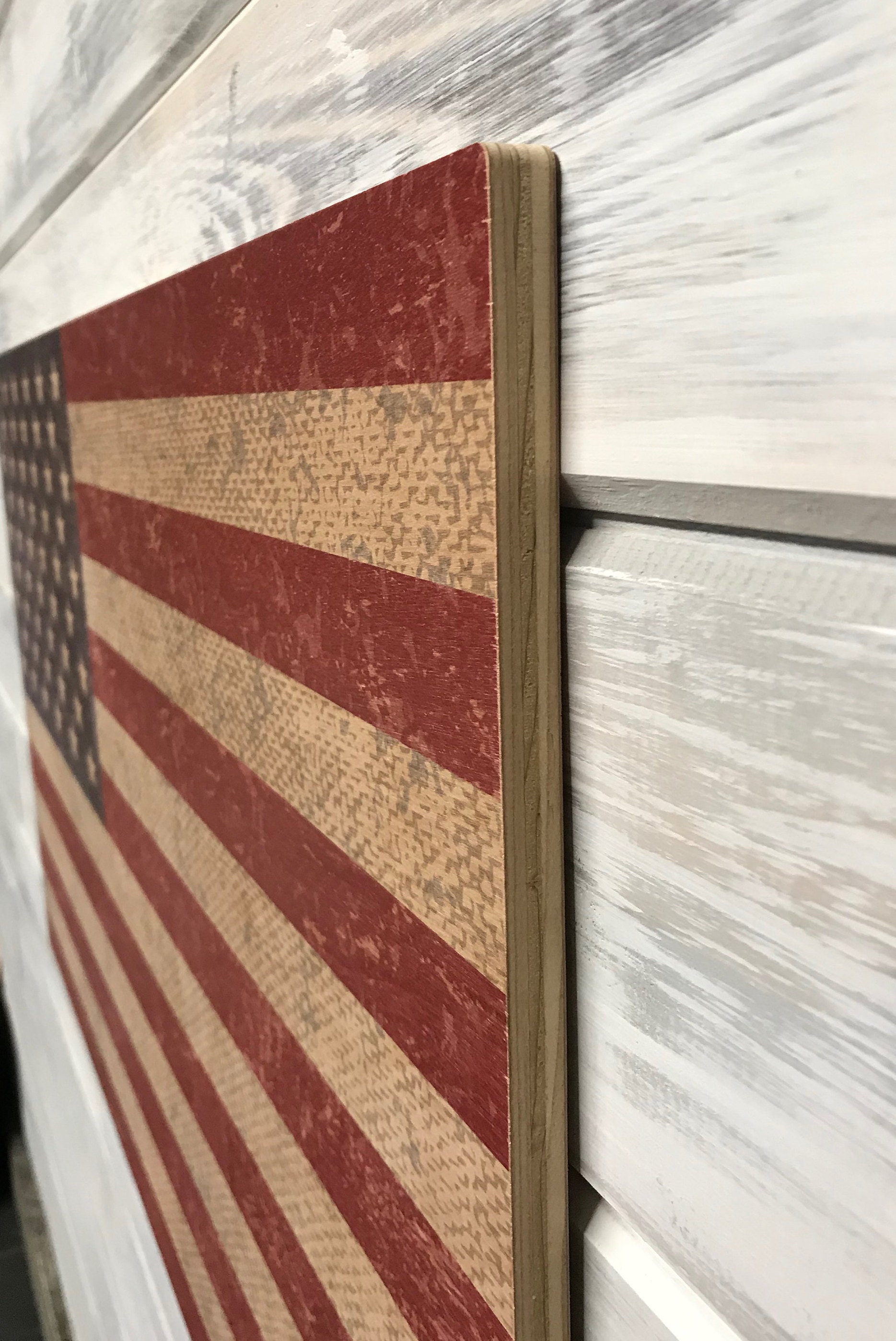 Rustic American Flag Sign/Decor Wooden & Faded | Etsy