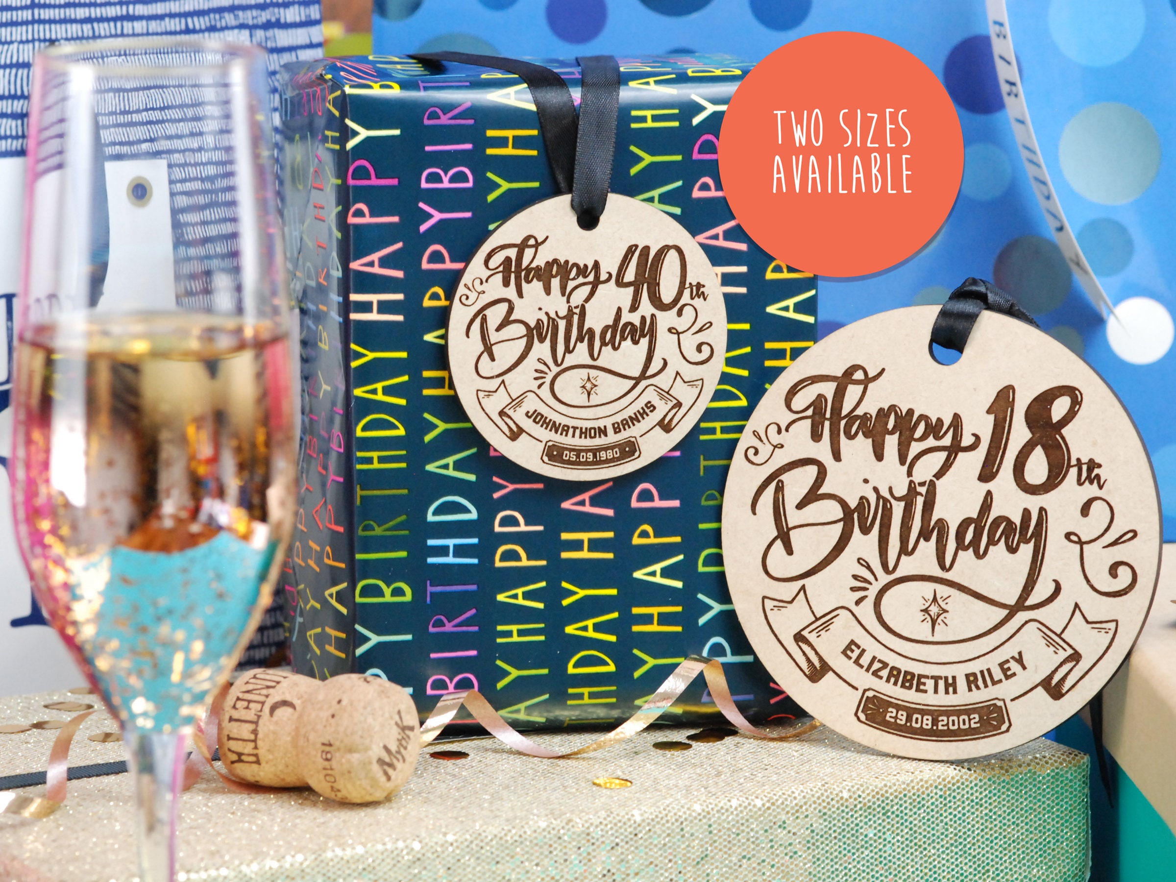 40th birthday wooden gift tags 40th birthday decoration | Etsy