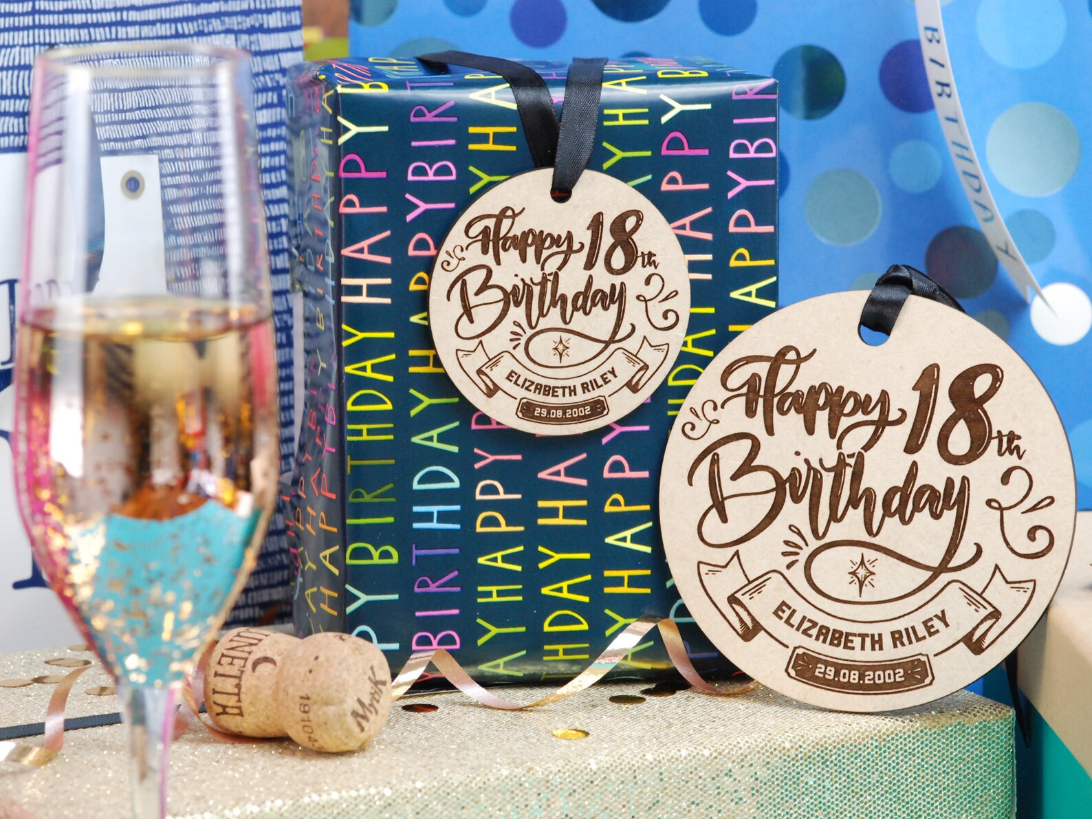 18th Birthday Gift / Wooden Gift Tags / Happy 18th Birthday / Engraved ...