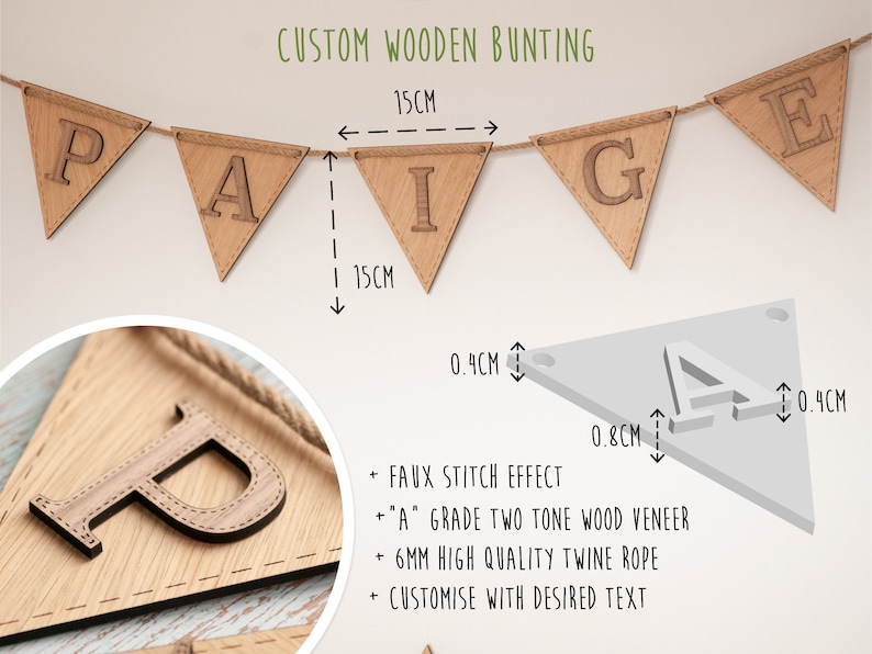 Personalised Bunting With Wooden Letters for Nursery Decor. - Etsy