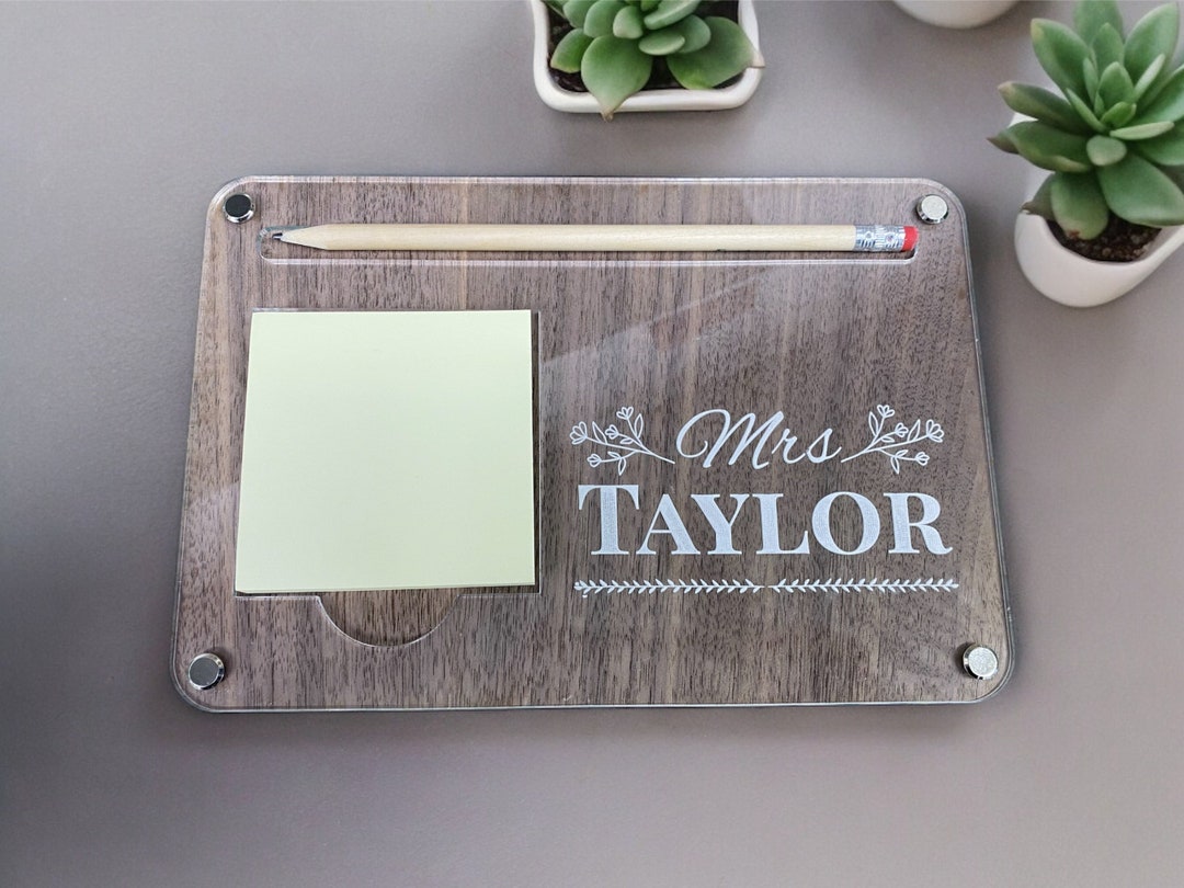 Personalized Sticky Note Holder and Pen/pencil Holder, Teacher Name ...