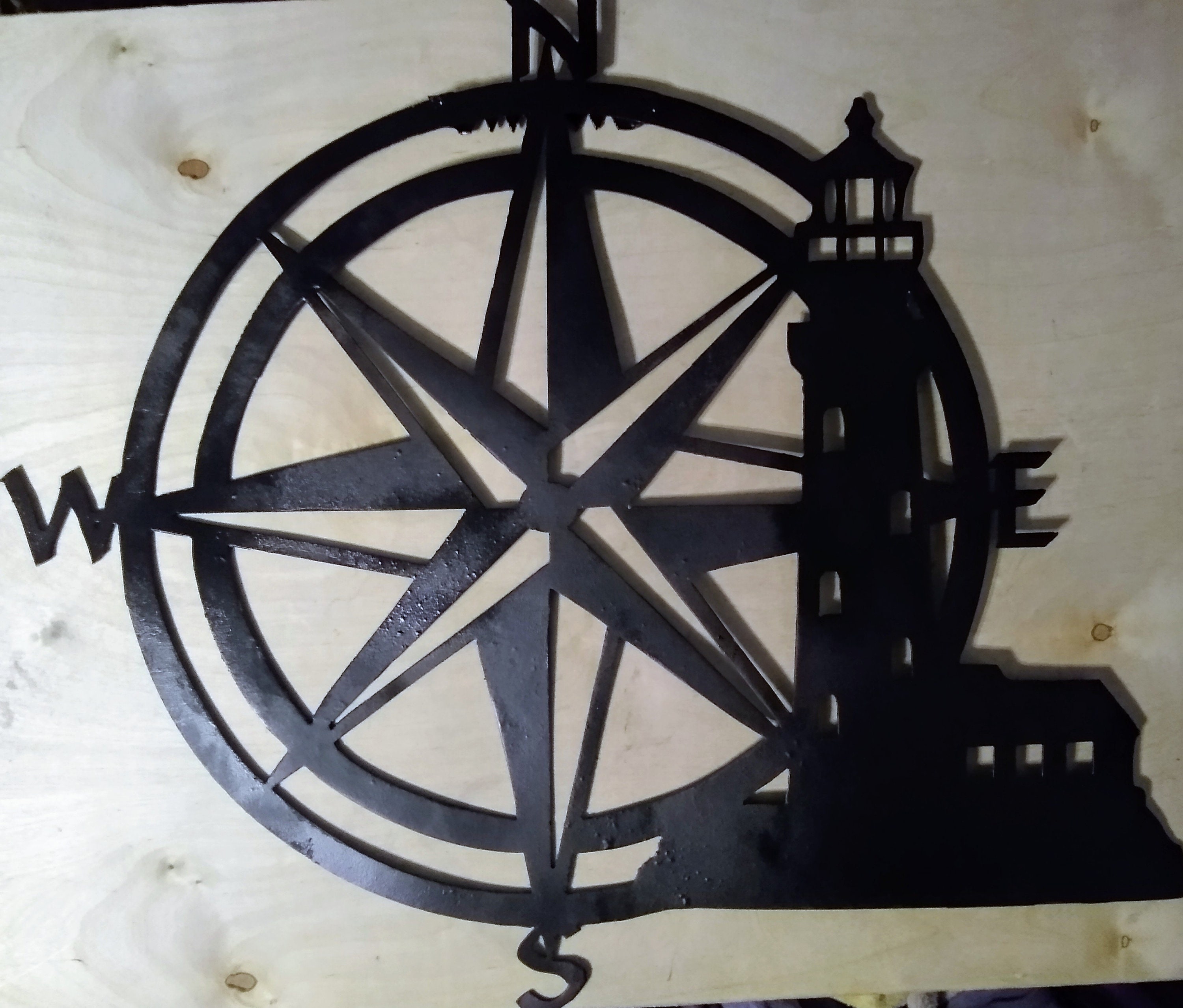 Nautical Compass And Lighthouse Wall Hanging Etsy
