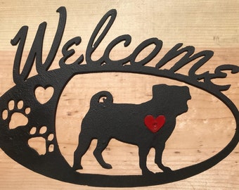 Pug Welcome Sign - Etsy