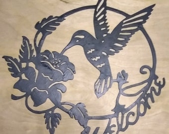 Metal Art Hummingbird Welcome Sign - Etsy