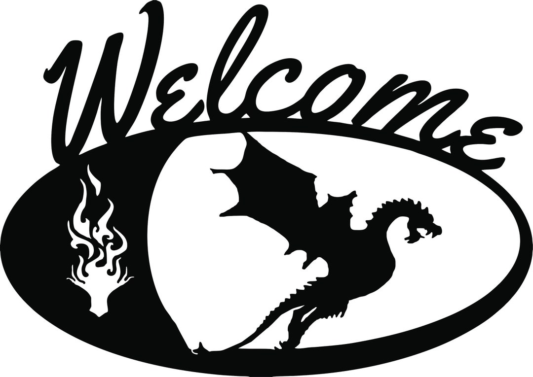 Welcome Dragon Sign V2 DXF - Etsy